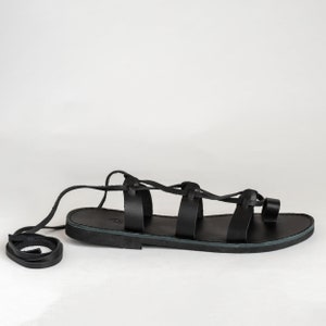 Mens Gladiator Sandals Black, Spartan Leather Sandals, Roman Leather ...