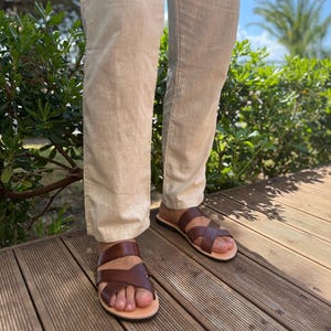 Criss Cross Leather Sandals Men: Brown Grecian Summer Shoes - Etsy