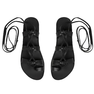 Mens Gladiator Sandals Black, Spartan Leather Sandals, Roman Leather ...