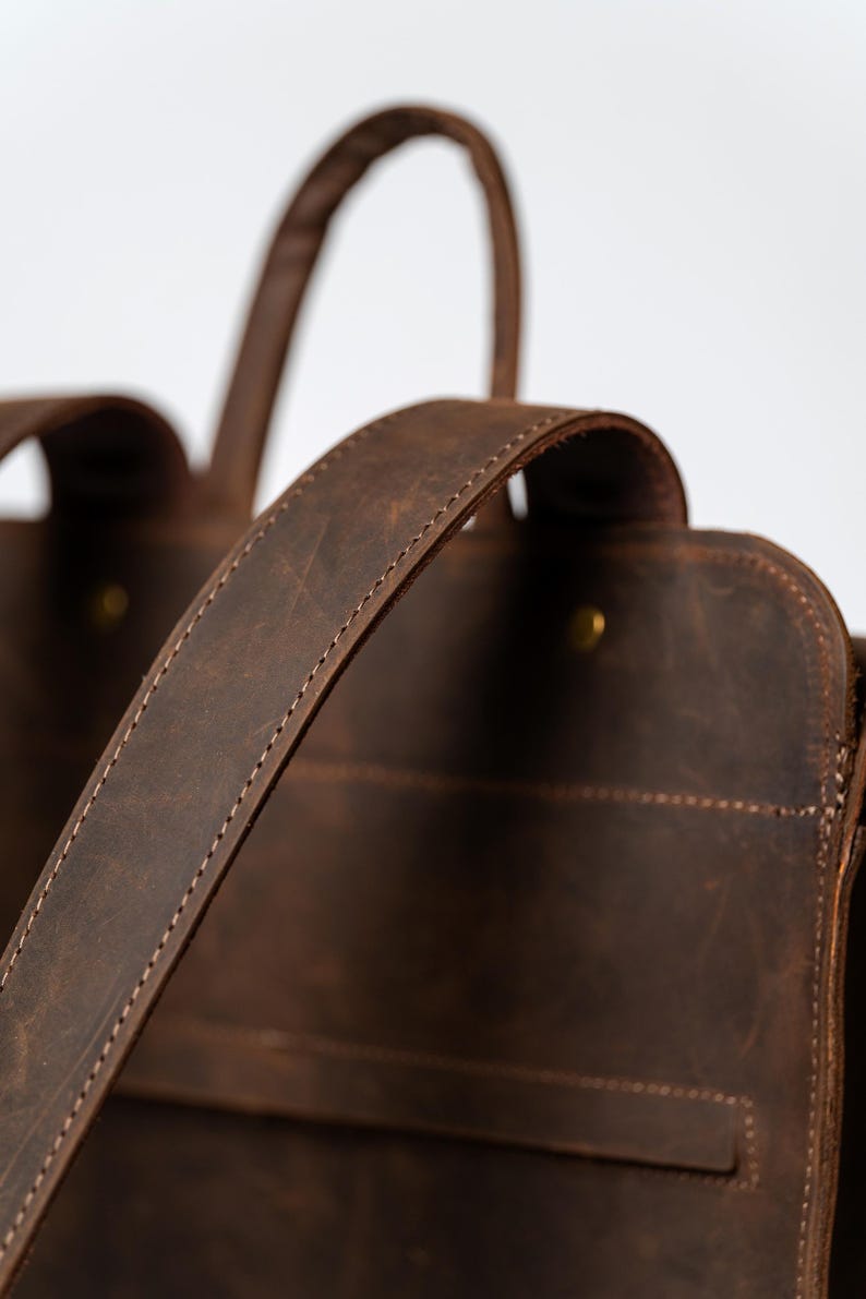 Dark Brown Leather Laptop Backpack: Handmade Professional Bag - Etsy