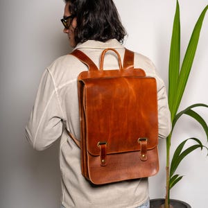 Dark Brown Leather Laptop Backpack: Handmade Professional Bag - Etsy