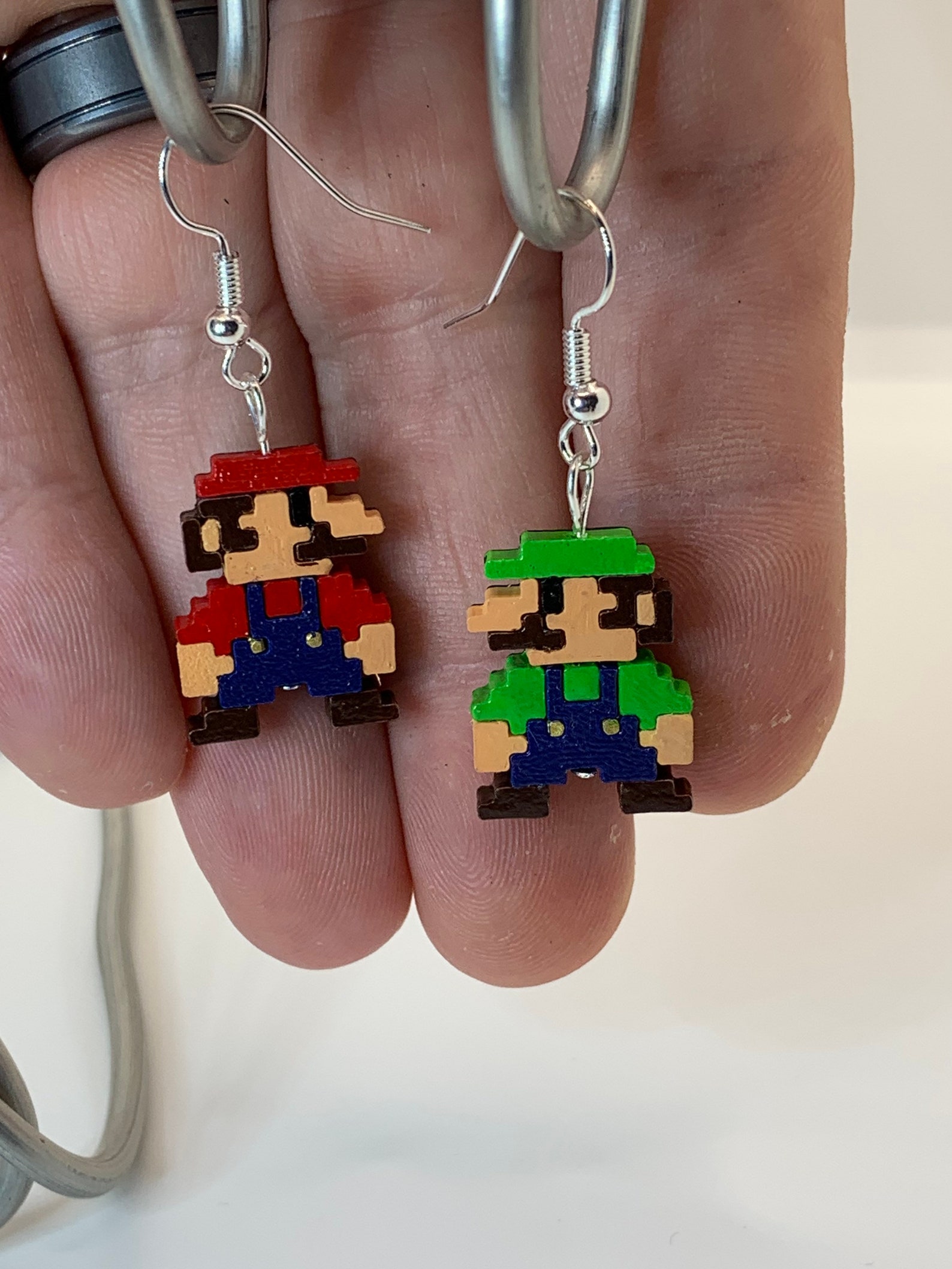 Super Mario Bros Themed 8-bit Style Mario & Luigi Earrings - Etsy