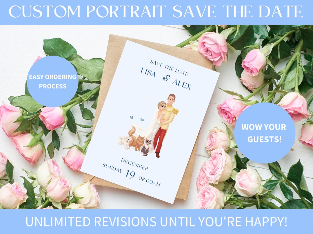 Handdrawn Save the Date, Romantic Drawing Save the Date, Fantasy ...