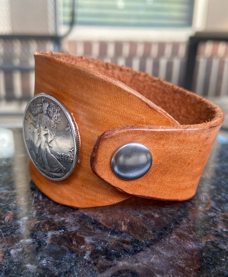 Leather Boho Cuff, Lady Liberty Concho - Leather Collection - Etsy