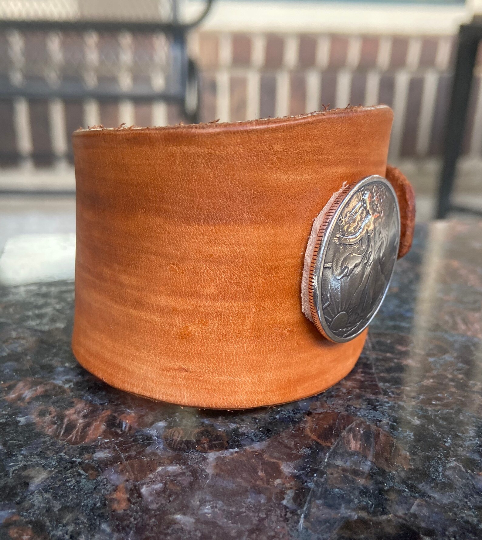 Leather Boho Cuff, Lady Liberty Concho - Leather Collection - Etsy