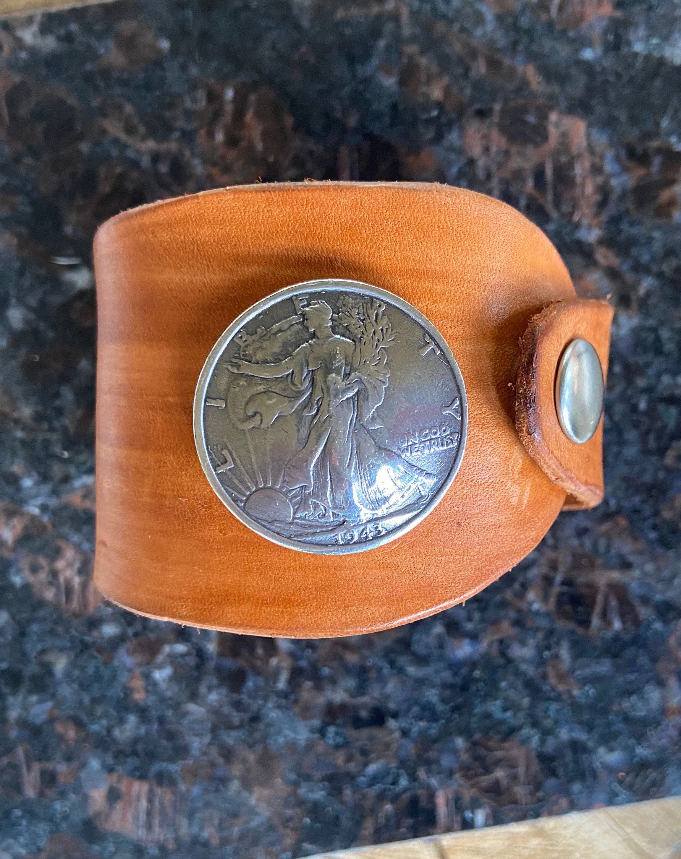 Leather Boho Cuff, Lady Liberty Concho - Leather Collection - Etsy