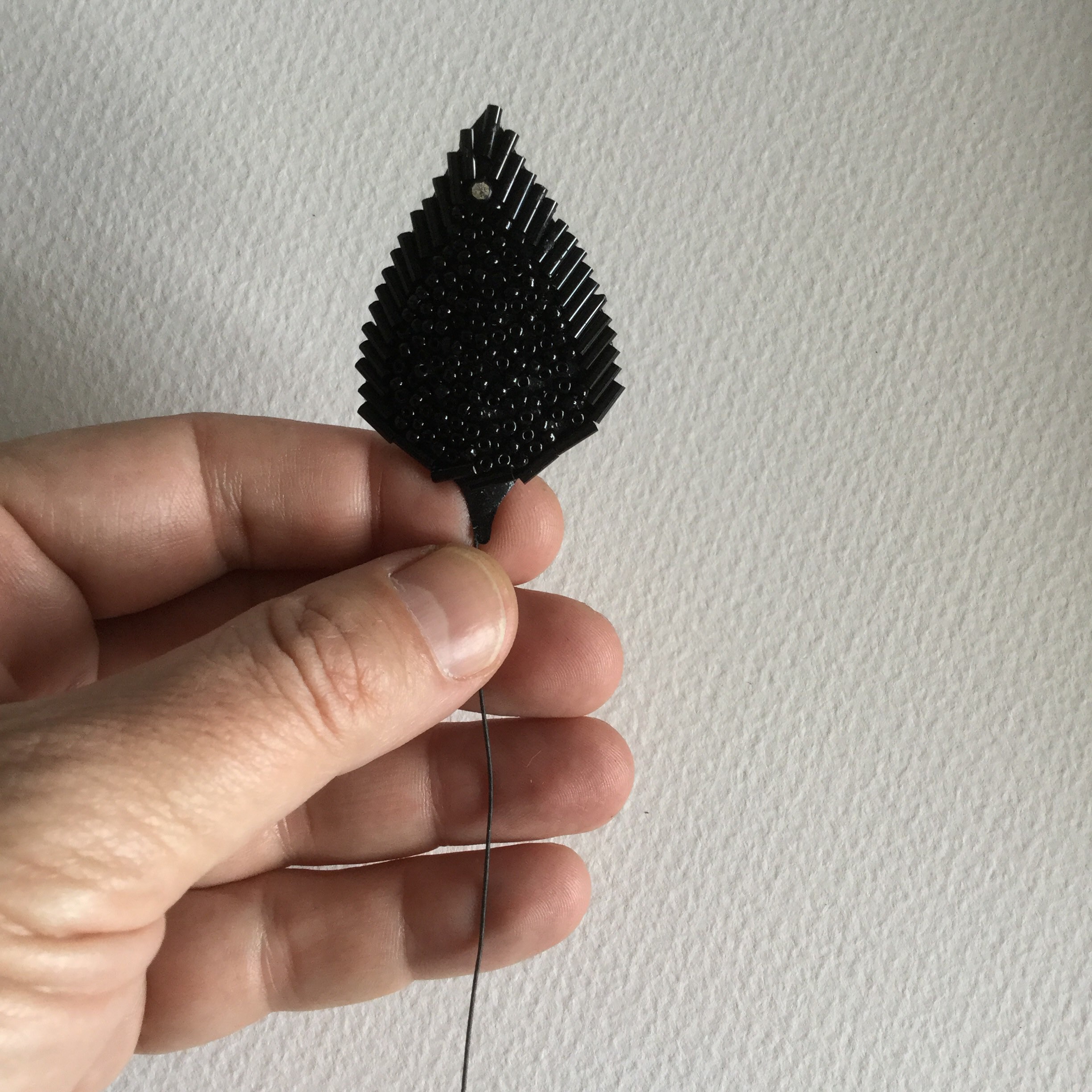 Vintage Beaded Leaves, 50 Pieces Wired Leaves Covered in Jet Black ...