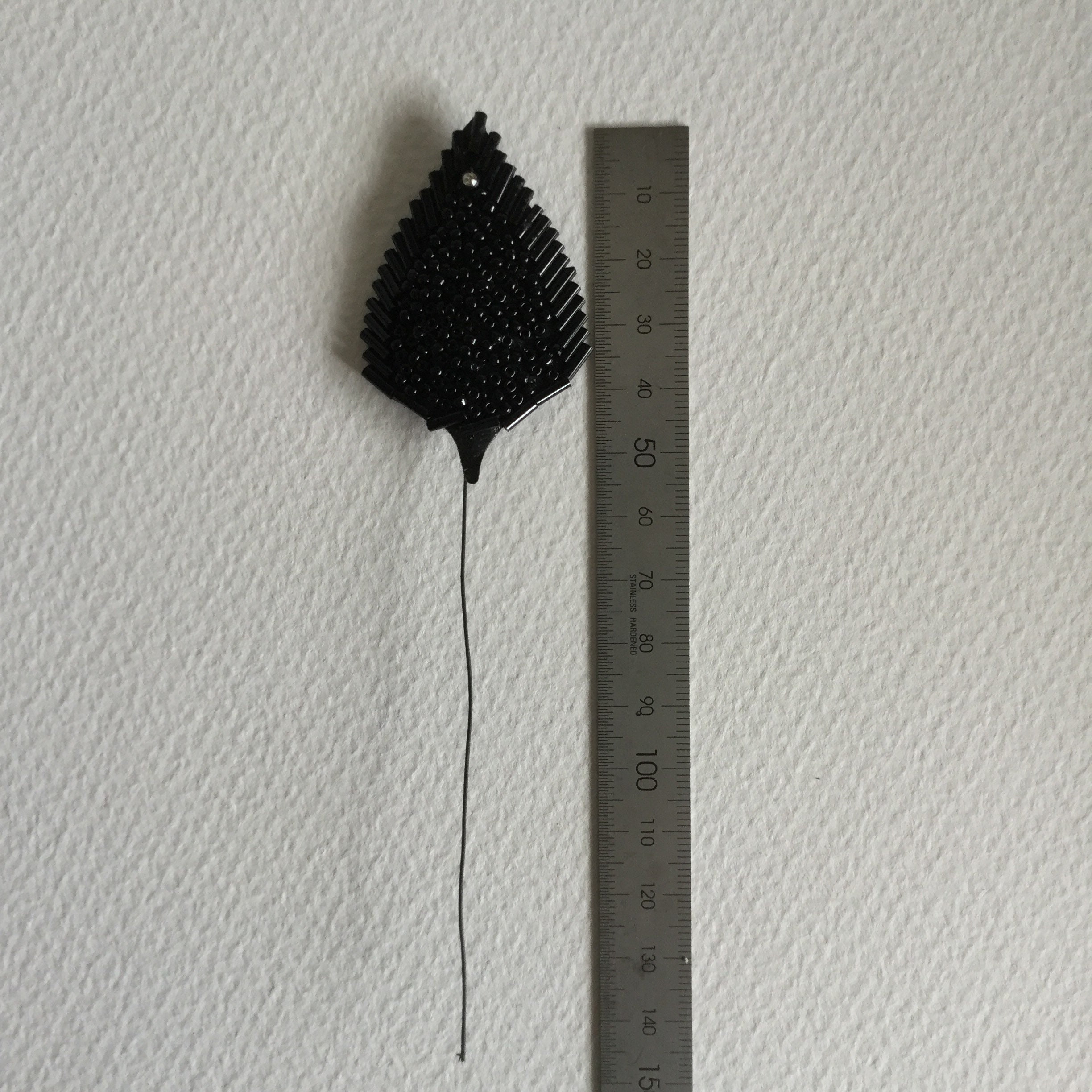 Vintage Beaded Leaves, 50 Pieces Wired Leaves Covered in Jet Black ...