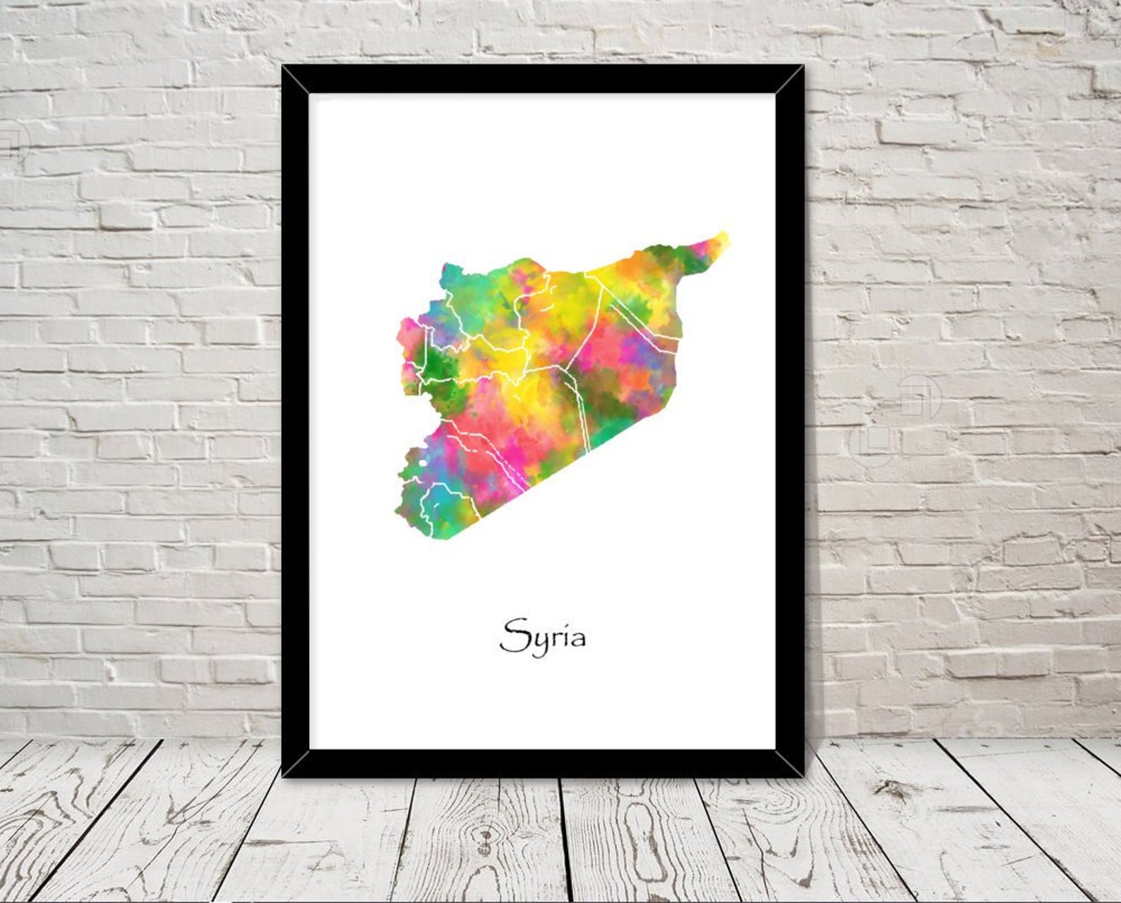 Syria Art Watercolour Illustration Map Abstract Art Print Wall Art Home ...