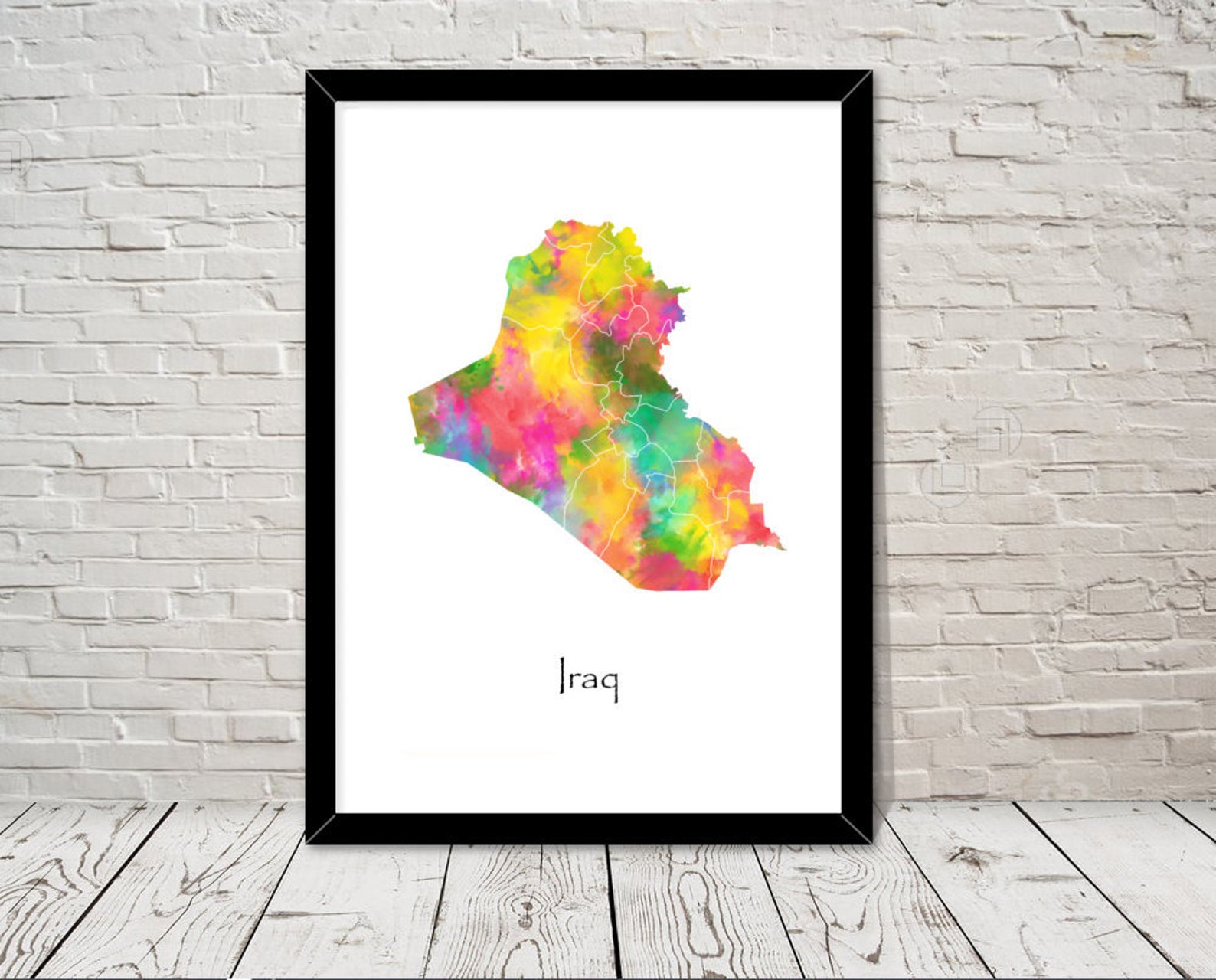 Iraq Print Watercolour Illustration Map Iraq Map Art Map Abstract Art ...