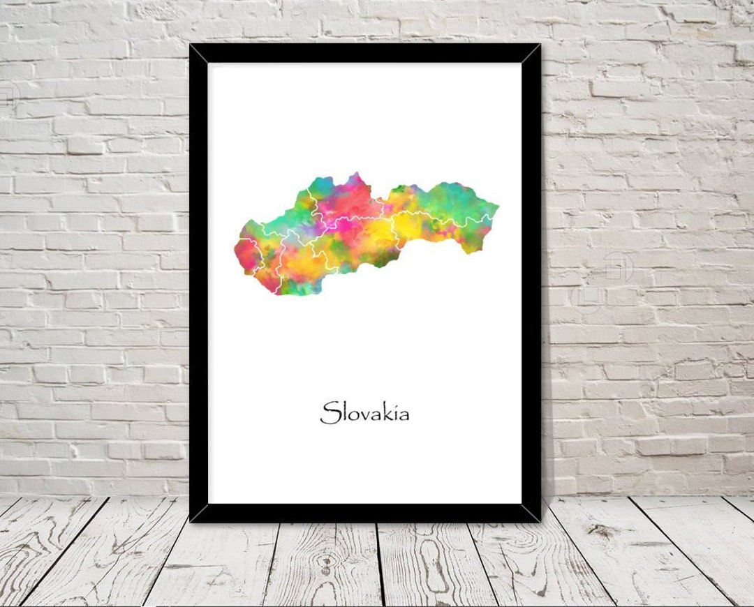 Slovakia Art Watercolour Illustration Map Abstract Art Print Wall Art ...