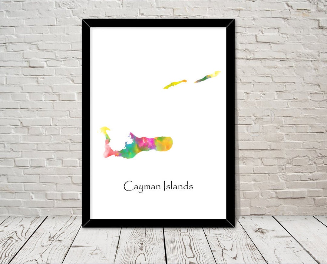 Cayman Islands Print Cayman Islands Map Watercolour Illustration Wall ...