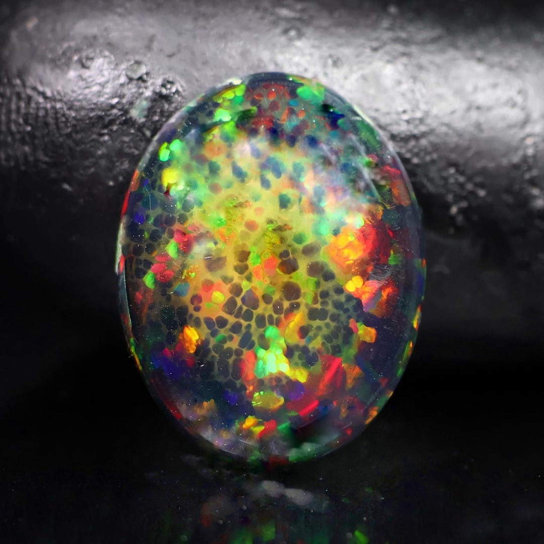 7.65 Crt Fine Black Ethiopian Fire Opal - Vibrant Play of Color ...