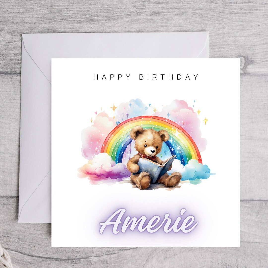 Personalised Teddy Card Happy Birthday Card Baby Card Gifts for Her ...