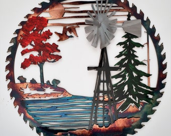 Windmill Saw Blade W/ Whitetail Buck Home Decor Metal Wall Art | Etsy