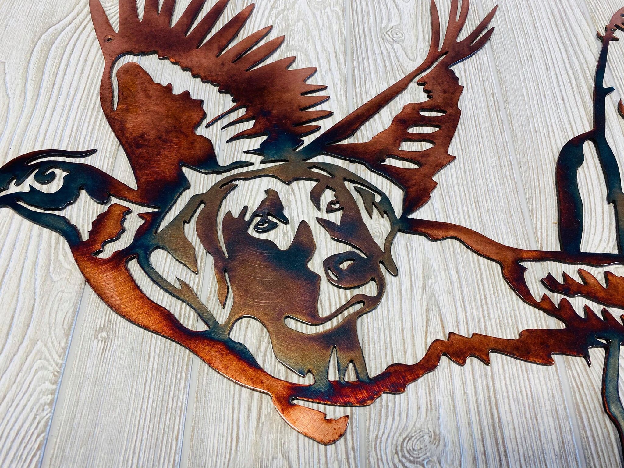 Pheasant Flight w/Hunting Dog Scene Northwoods Metal Wall Art | Etsy