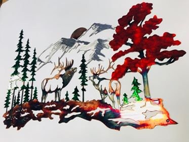 Double Elk Mountain Scene - Etsy