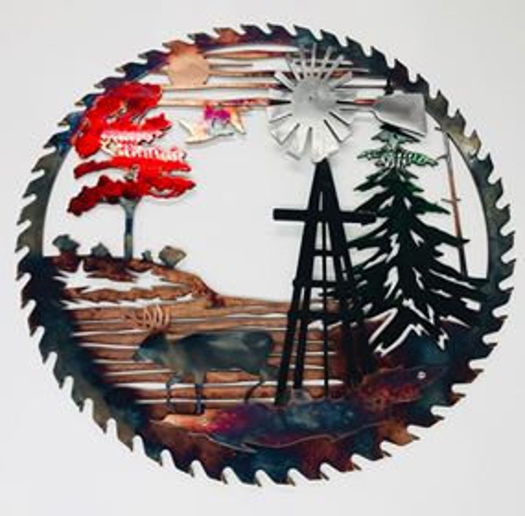 Windmill Saw Blade W/ Whitetail Buck Home Decor Metal Wall Art - Etsy