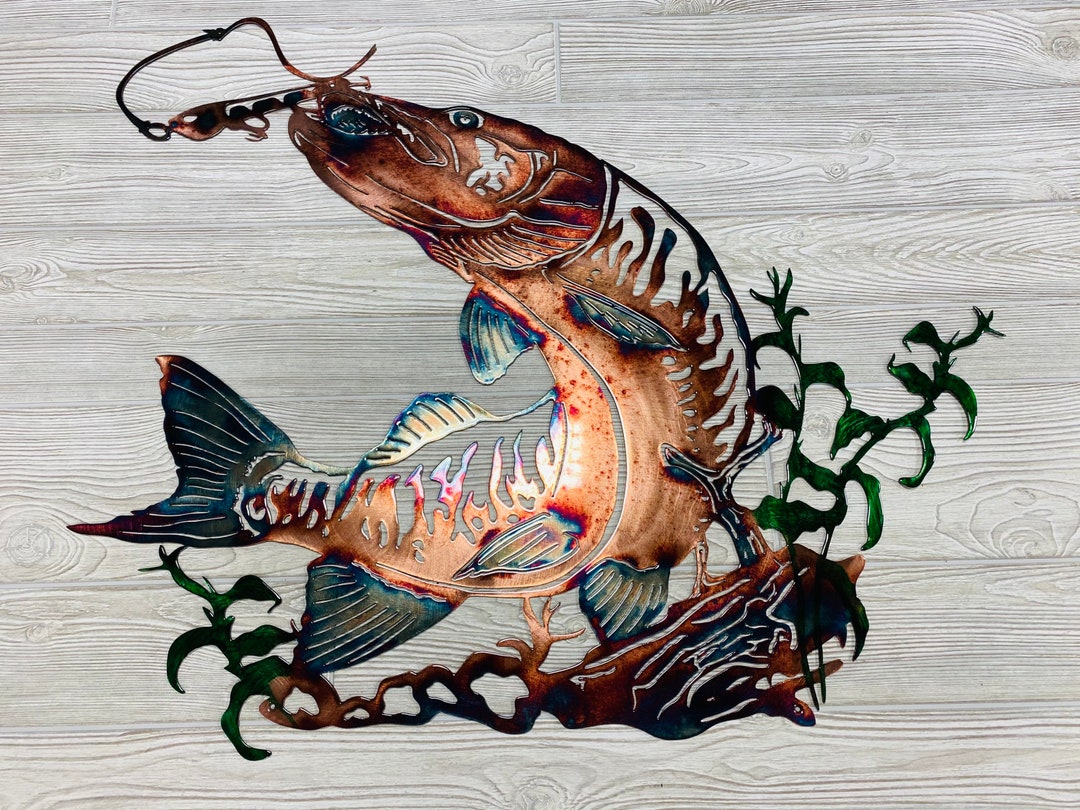 Musky Strike Metal Wall Art: Patina Finish, Green Accents (29x34 Inches ...