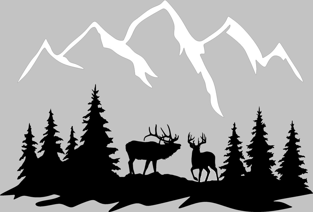 Elk and Buck Mountain Scene - Etsy