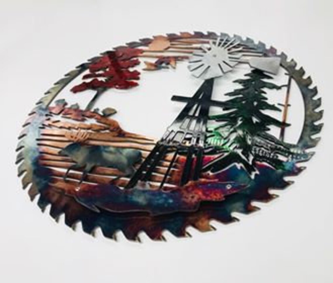 Windmill Saw Blade W/ Whitetail Buck Home Decor Metal Wall Art | Etsy