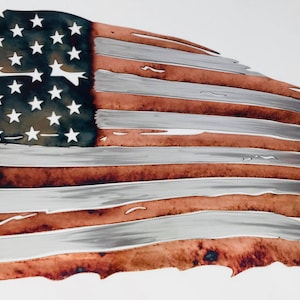 Tattered American Flag Copper Fire Veteran Patriotic Metal Wall Art - Etsy