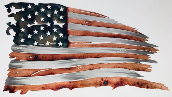 Tattered American Flag Copper Fire Veteran Patriotic Metal - Etsy