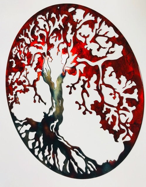 Tree of Life Autumn Fire Spiritual Home Decor Metal Wall Art | Etsy