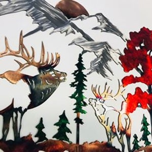 Double Elk Mountain Scene - Etsy