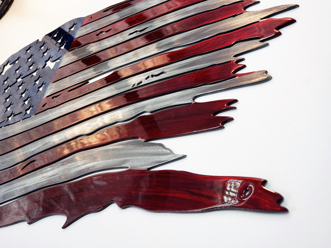 Tattered Flag - US Flag Veteran Metal Wall Art - Etsy