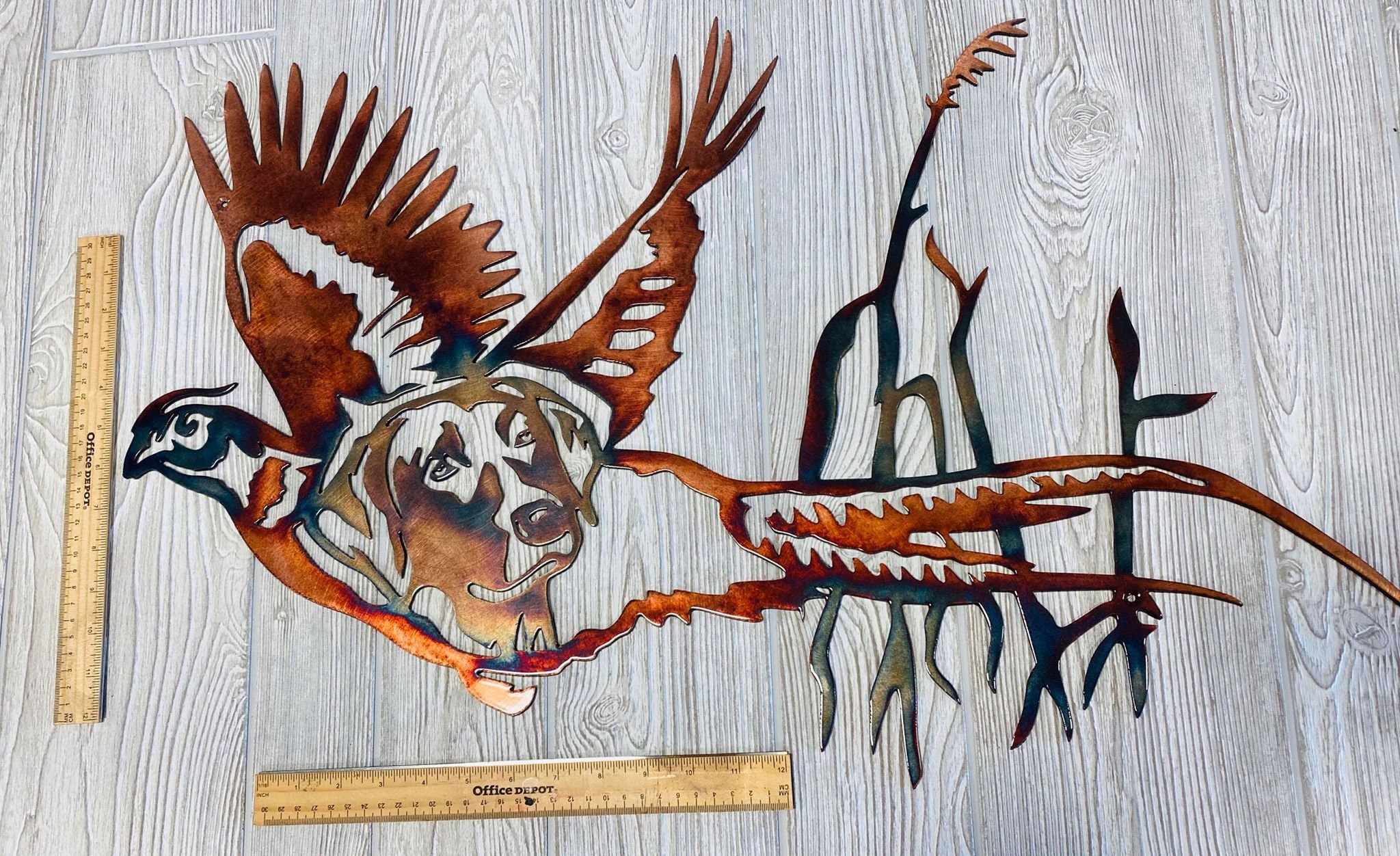 Pheasant Flight W/hunting Dog Scene Northwoods Metal Wall Art - Etsy