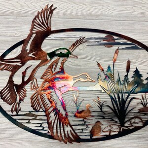 Duck Metal Wall Art Flying Pair Scene - Etsy