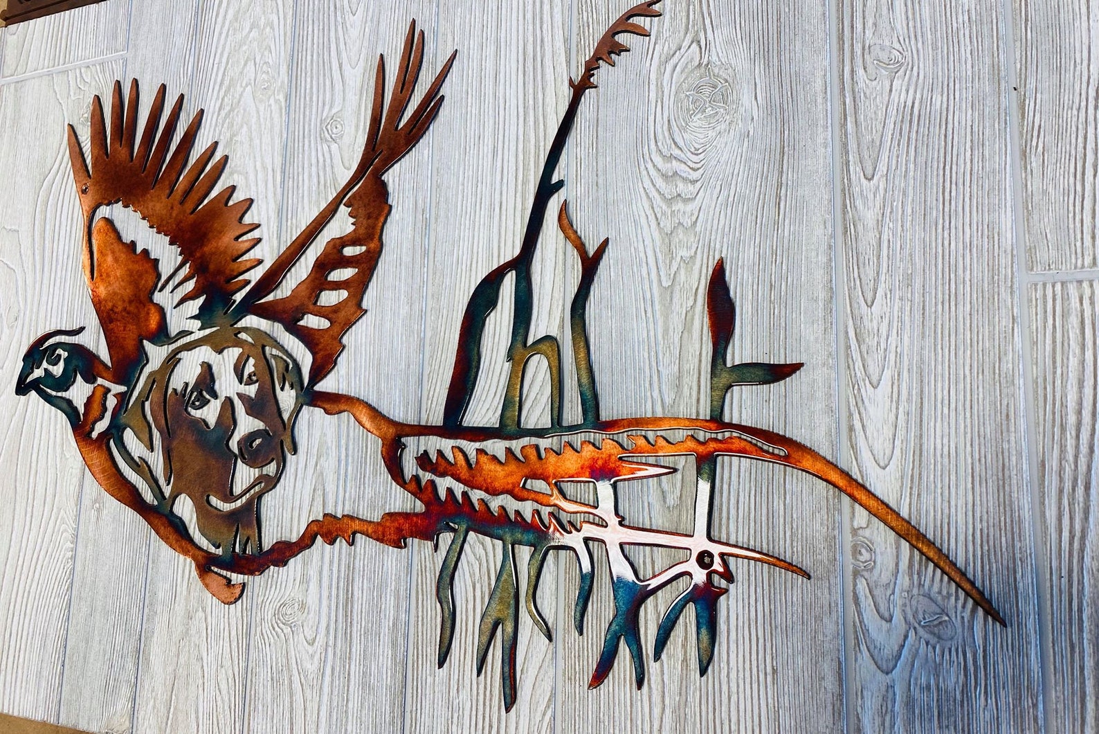 Pheasant Flight W/hunting Dog Scene Northwoods Metal Wall Art - Etsy