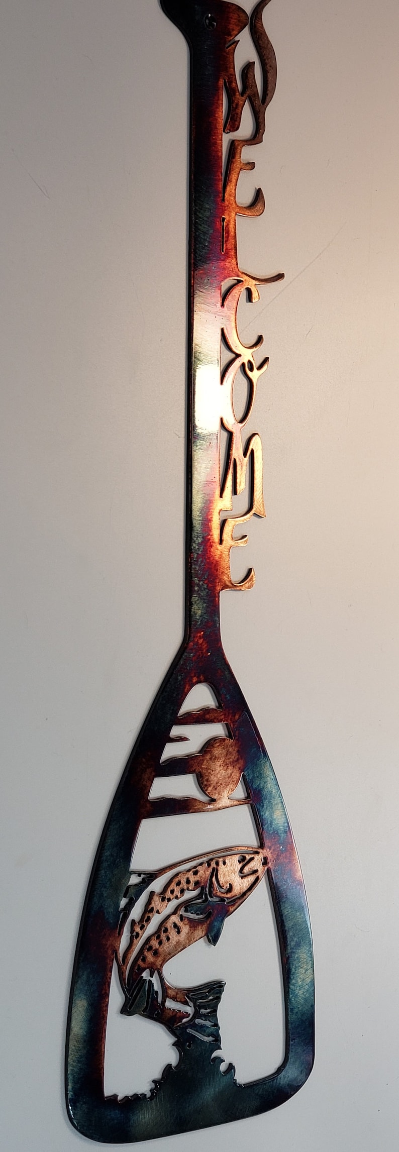 Canoe Paddle Trout Northwoods Metal Wall Art | Etsy