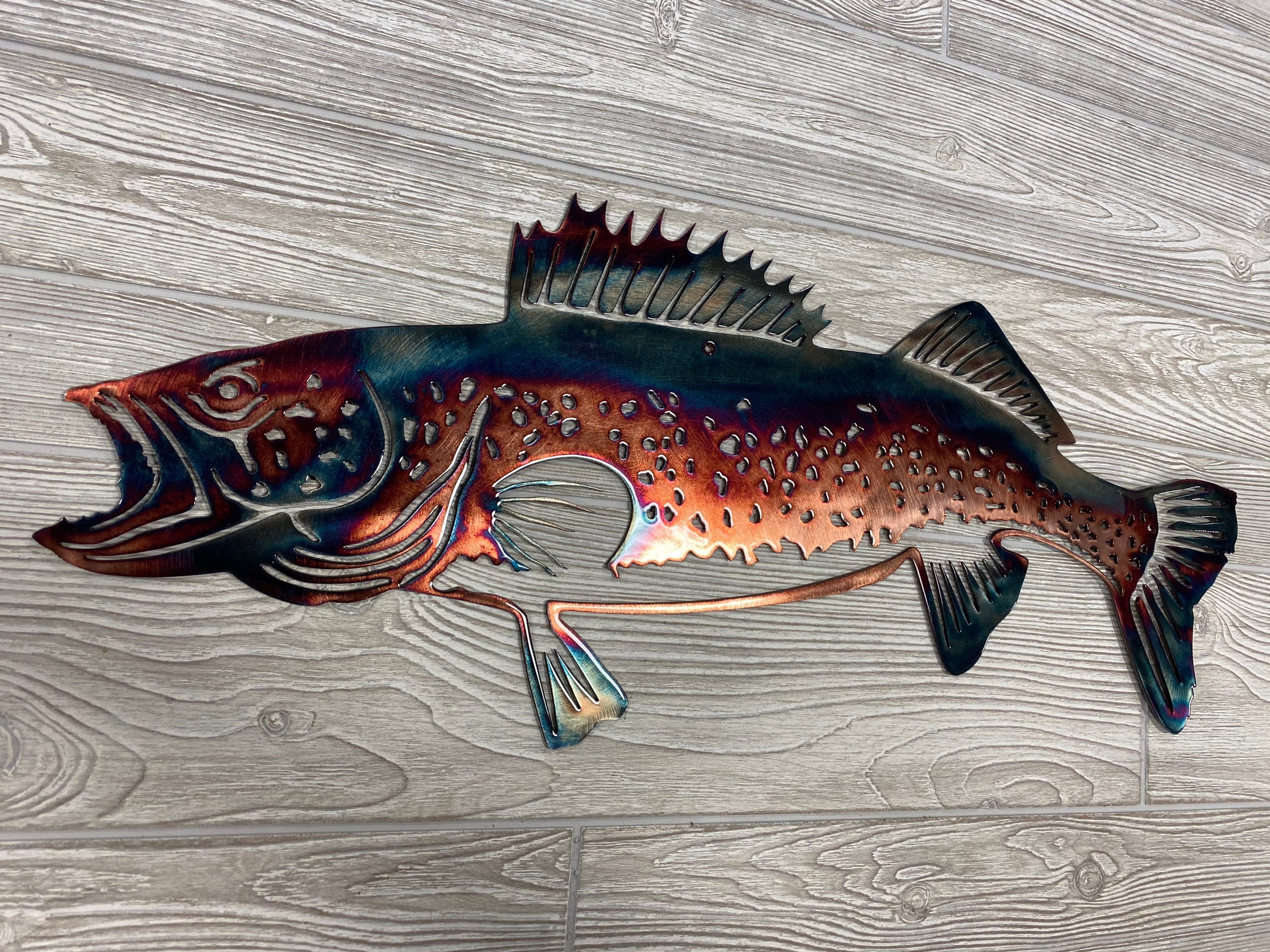 Life Sized Walleye: Patina Copper & Blue Fire Fishing Decor - Etsy
