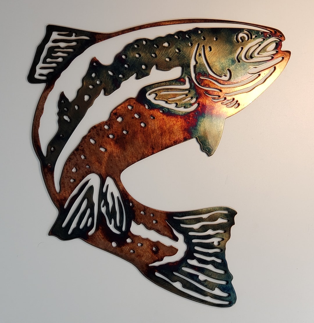 Jumping Trout Northwoods Metal Wall Art - Etsy
