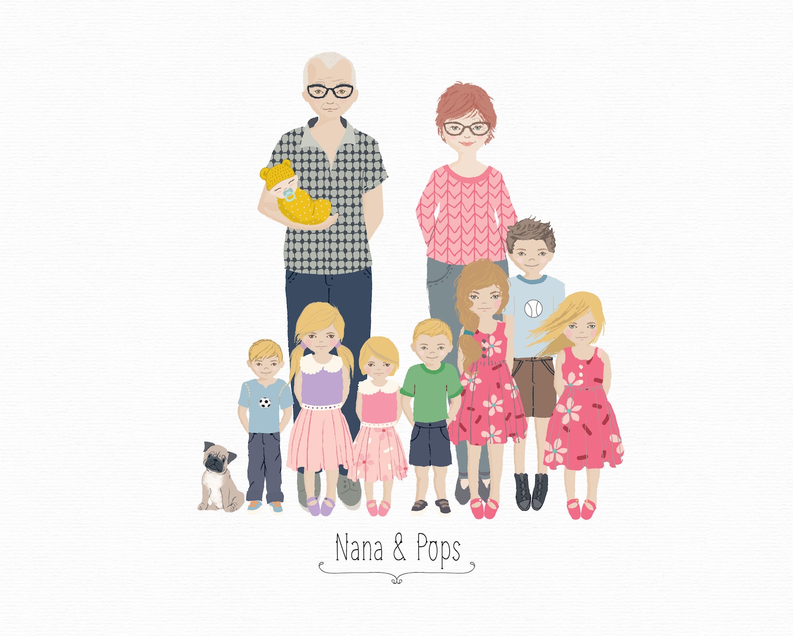 Custom Family Portrait Cartoon Family Birthday Day Gift Family Portrait ...