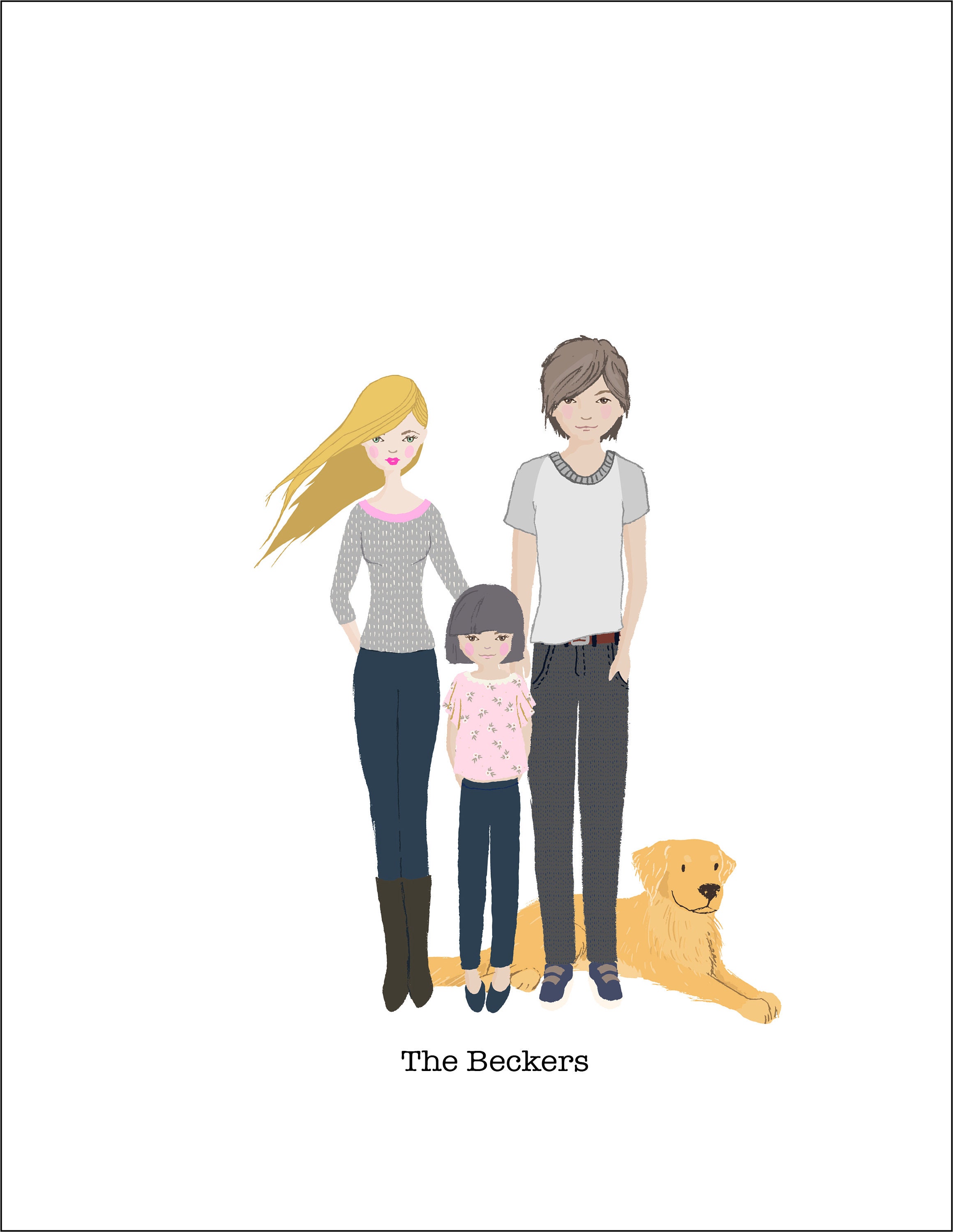 Custom Family Portrait Cartoon Family Birthday Day Gift Family Portrait ...