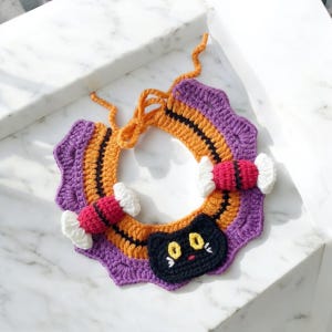 Halloween Party Collar: Pumpkin/ Black Cat Adjustable Pet Collar for ...