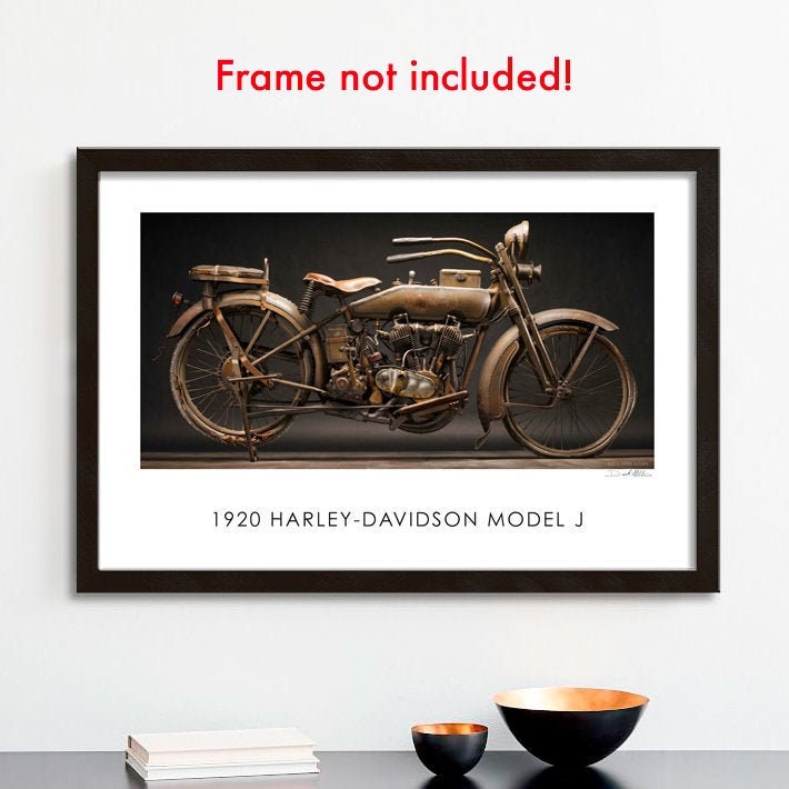 1920 Harley Model J, Birthday, Anniversary, Motorcycle Art, Husband ...