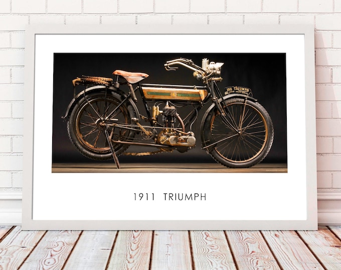 1911 Triumph Motorcycle, Fathers Day Gifts for Him, Motorcycle Art ...