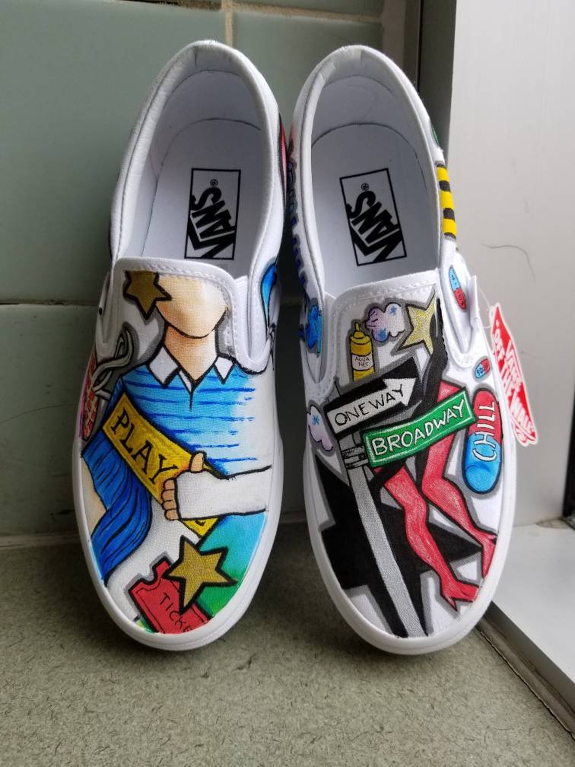 CUSTOM Vans Slip on Sneakers - Etsy