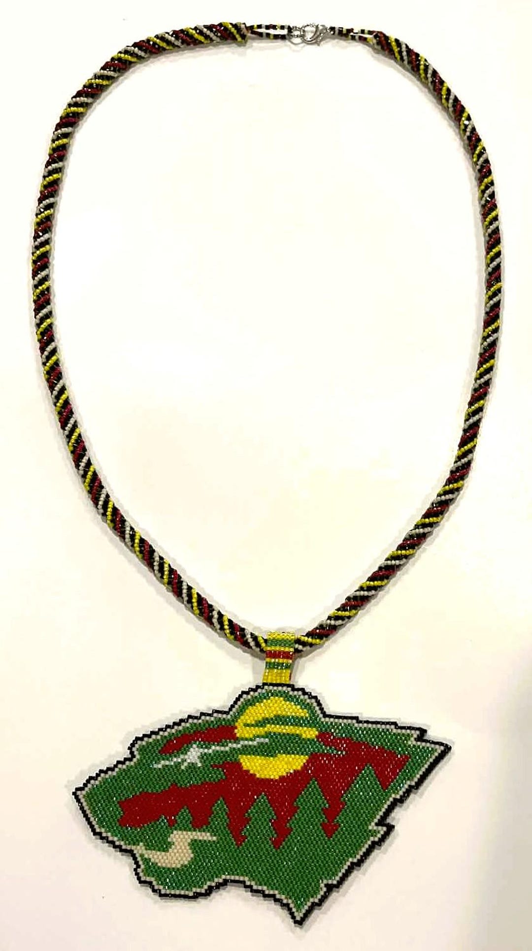 Minnesota Wild NHL Hockey Two-sided Logo Beaded Necklace Medallion ...
