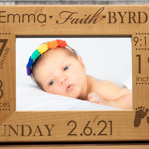 Birth Announcement Frame Personalized Baby Picture Frame - Etsy