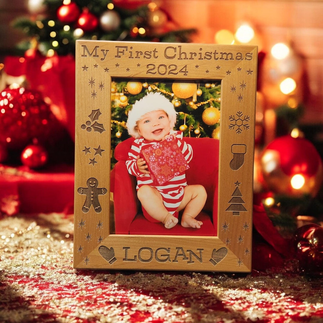 Baby's First Christmas Picture Frame | Personalized Nursery Decor Gift ...