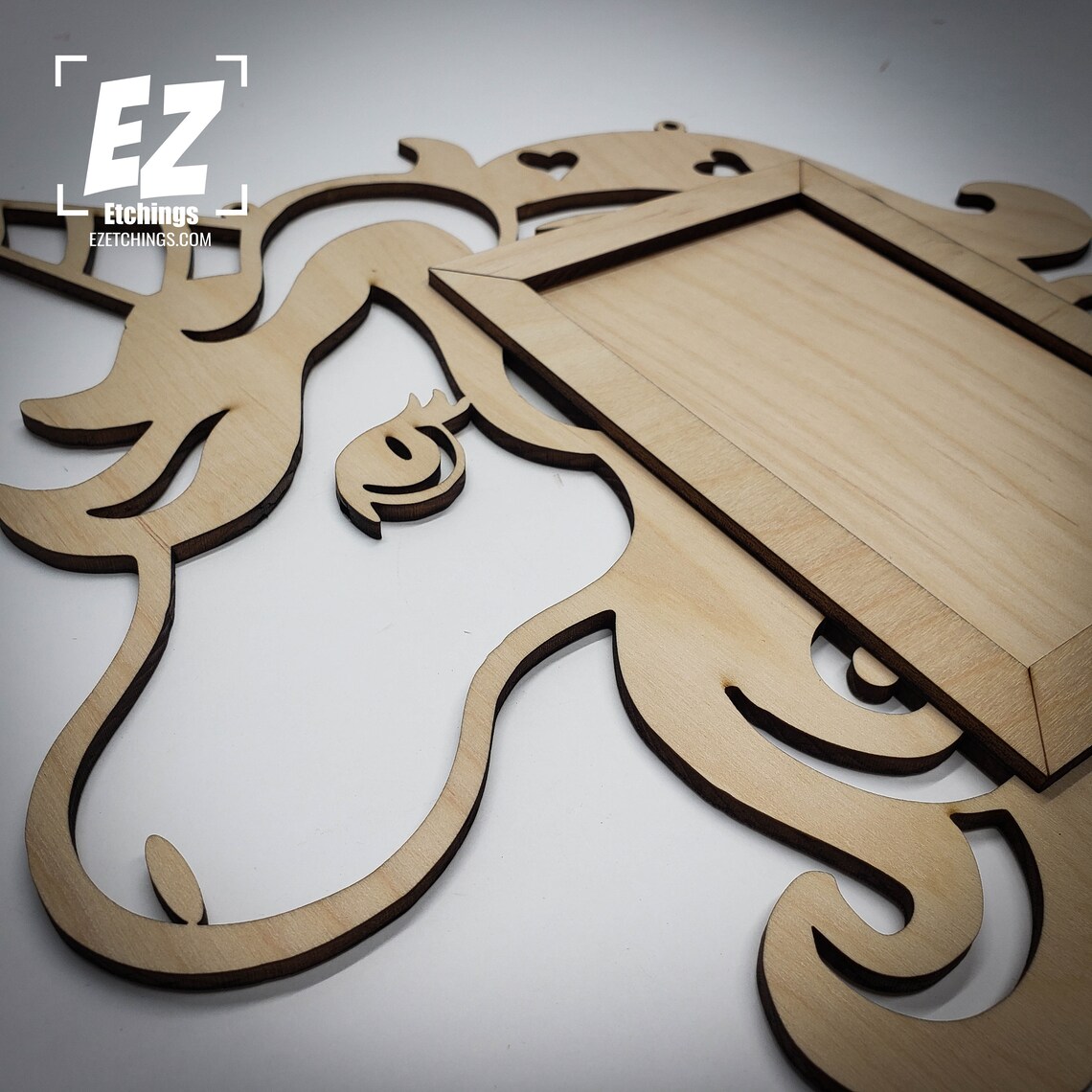 Custom Unicorn Etched Picture Frame Natural Wood | 4x6 5x7 Frame ...