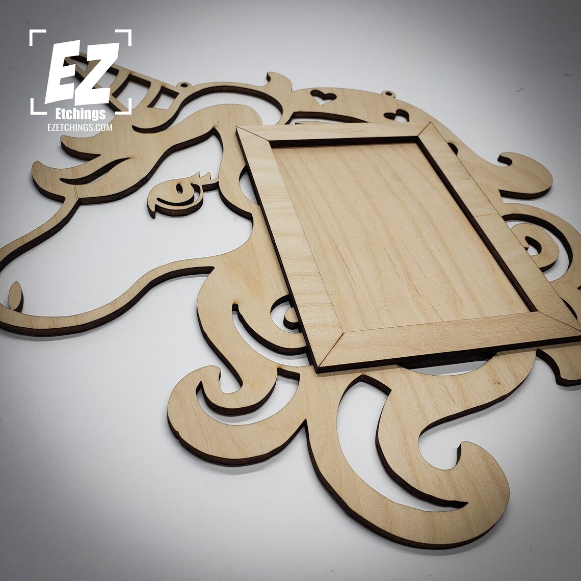 Custom Unicorn Etched Picture Frame Natural Wood | 4x6 5x7 Frame ...
