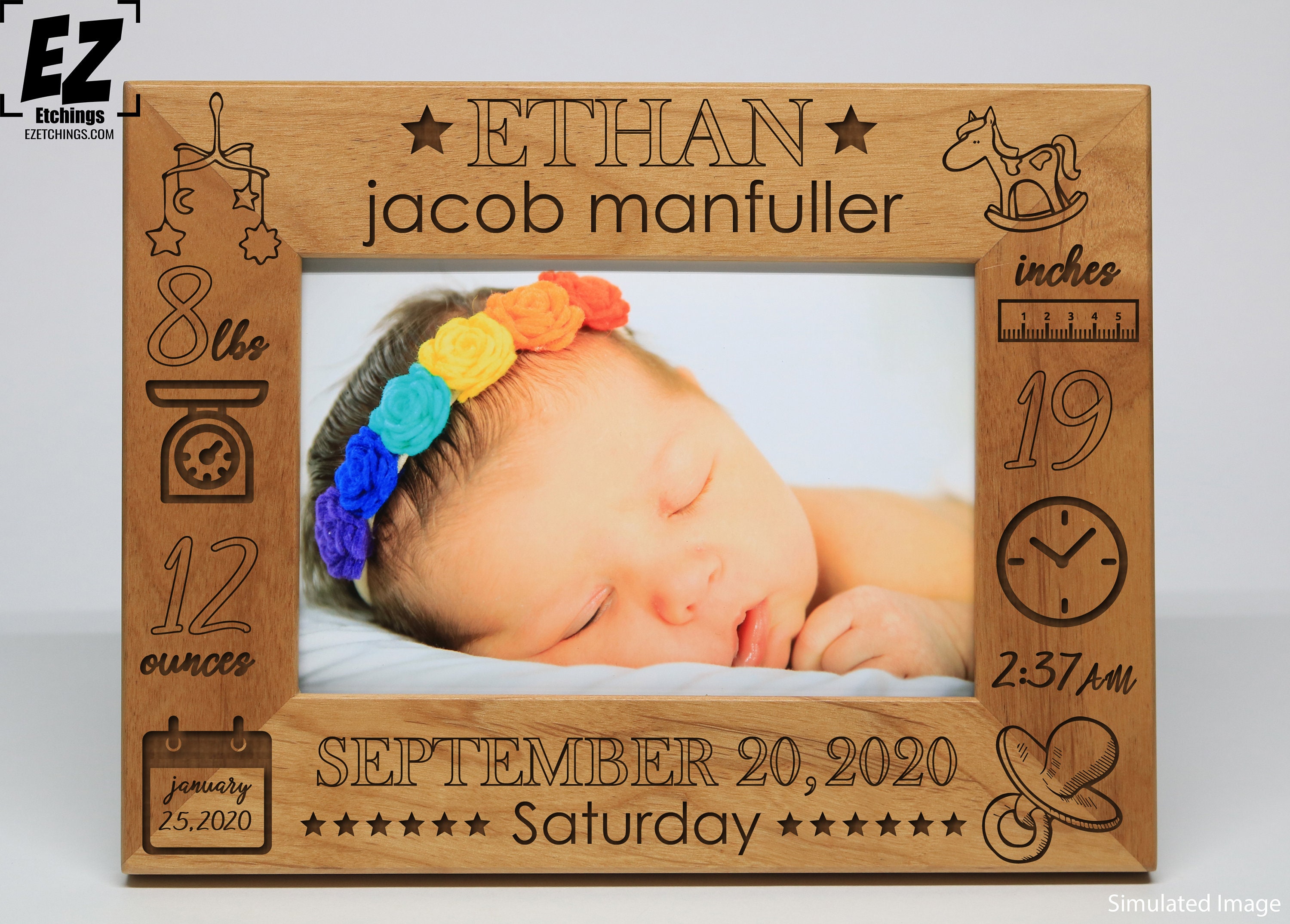 Personalized Baby Picture Frame Birth Announcement Frame | Etsy