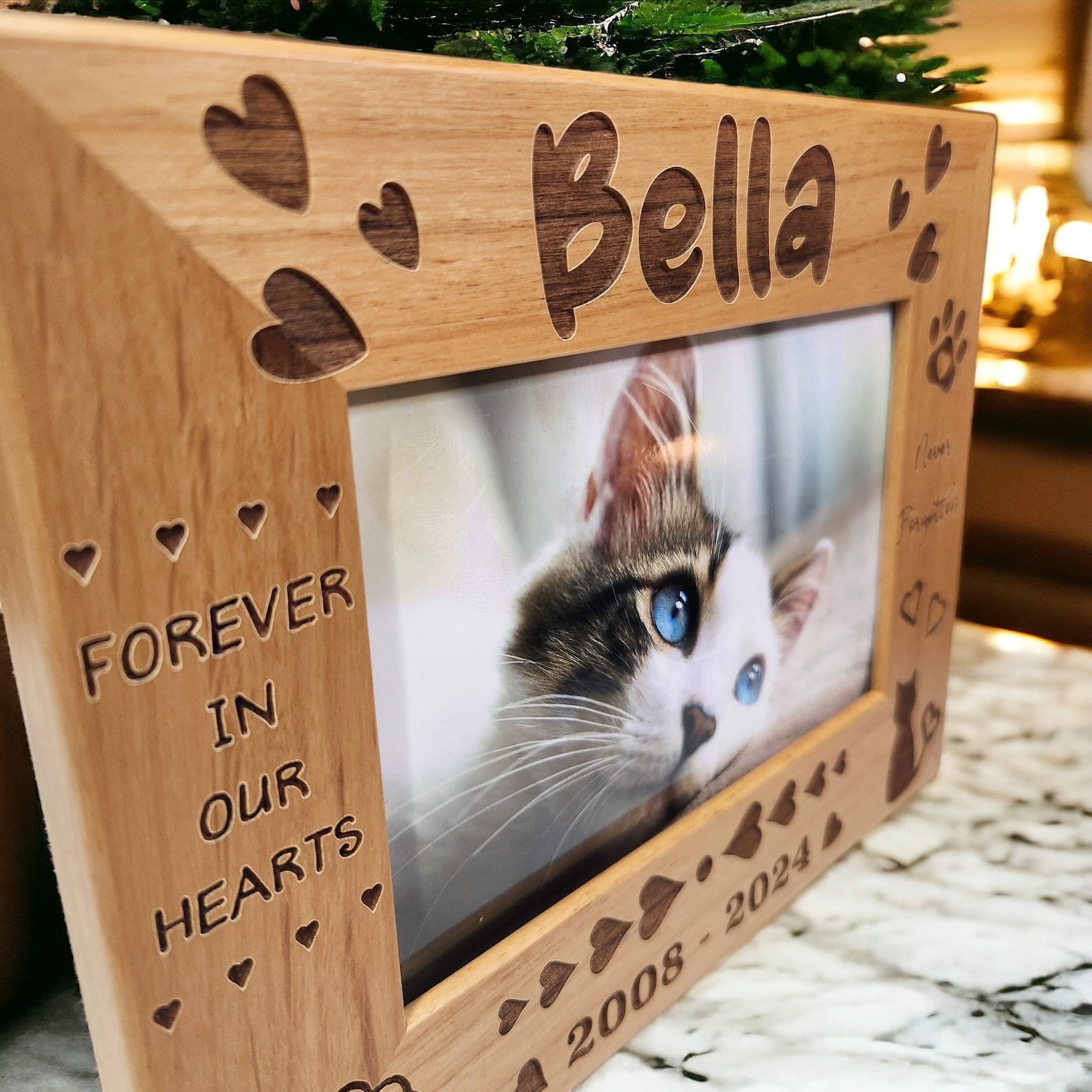 Cat Memorial Picture Frame | Forever in Our Hearts | Personalized ...