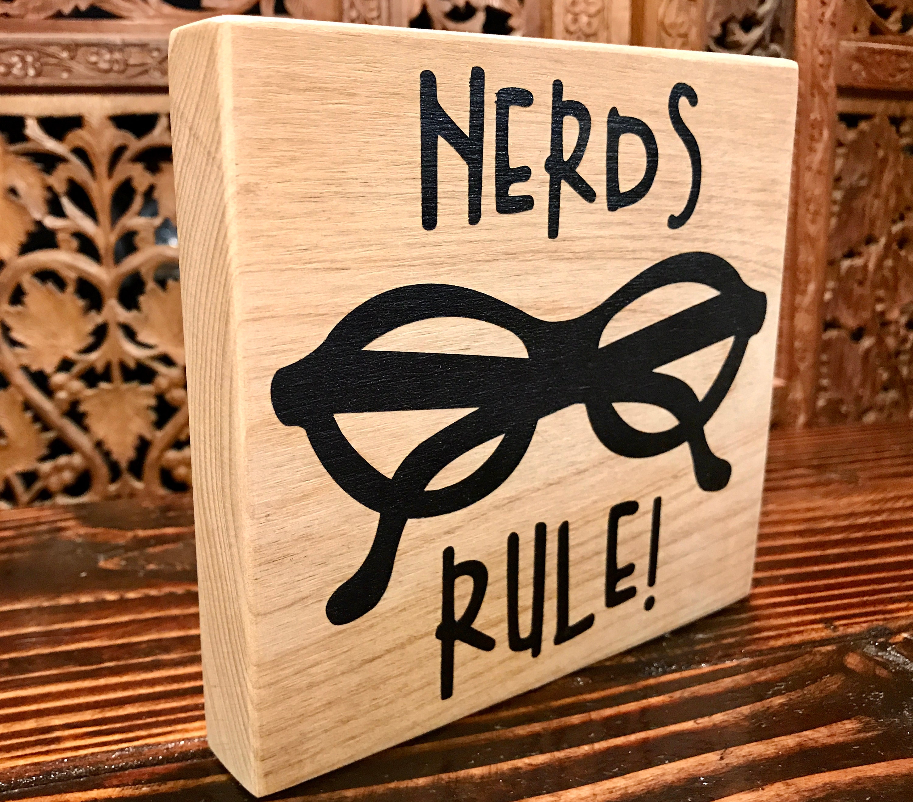Nerds Rule Hand Painted Birch Wood Sign W/ Natural Finish | Etsy